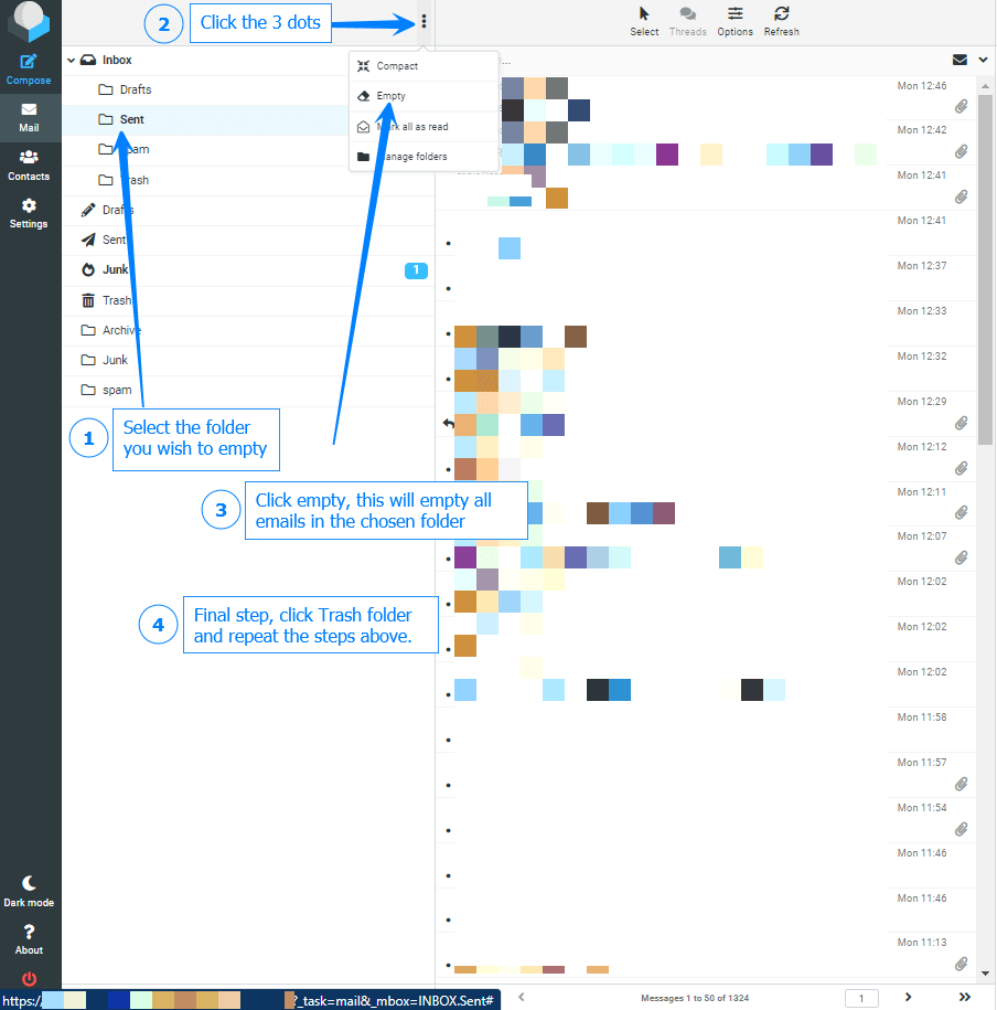How To Easily Remove Multiple Emails In Roundcube Webmail Client